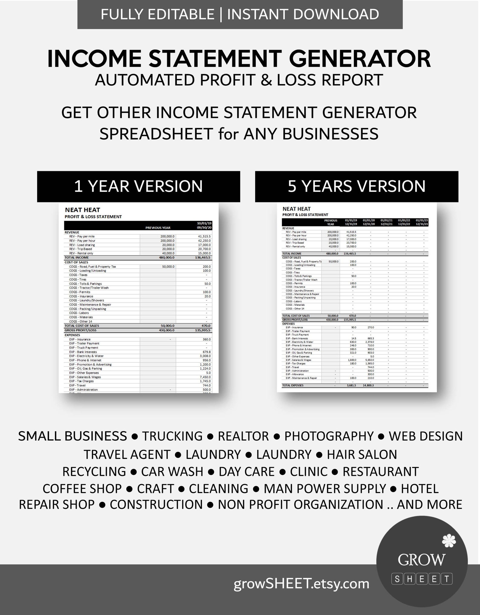 Laundry Business Income Statement Generator | Automated Profit & Loss ...
