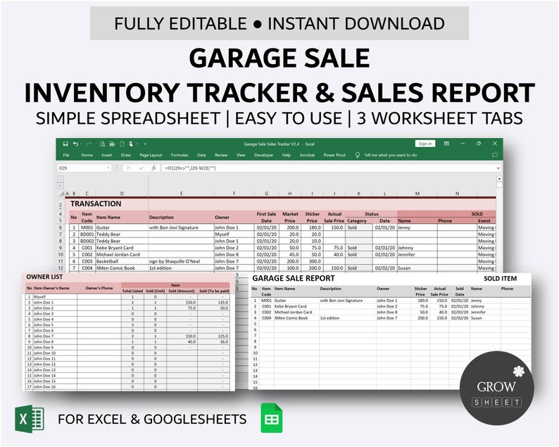 Garage Sale Inventory and Sales Tracker | Garage Sale Listing ...