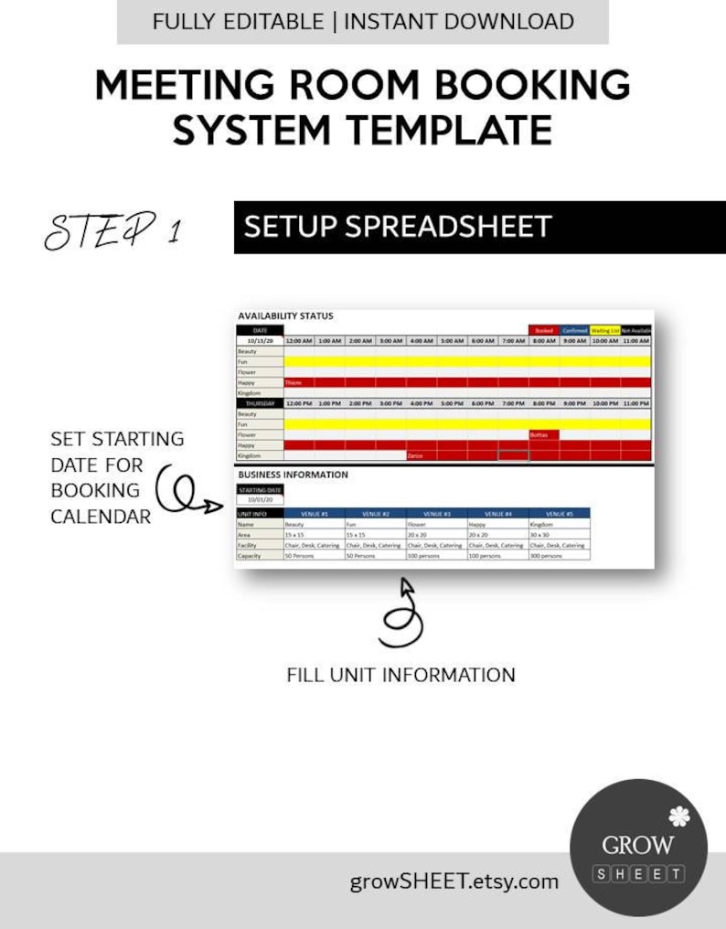 Meeting Room Hourly Booking Template | Meeting Space Hourly Rental ...