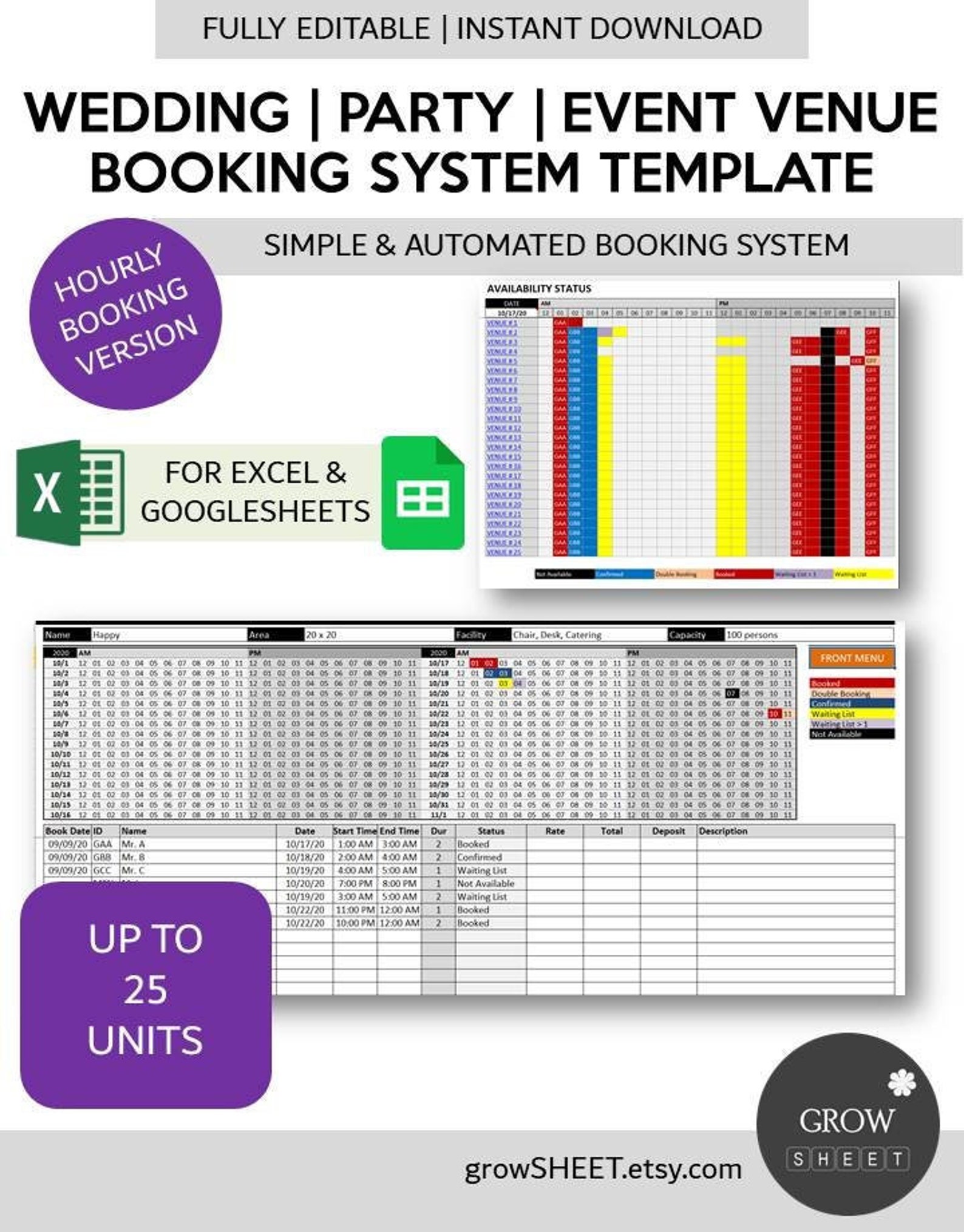 Wedding Venue Booking Template | Event Venue Reservation Manager for ...