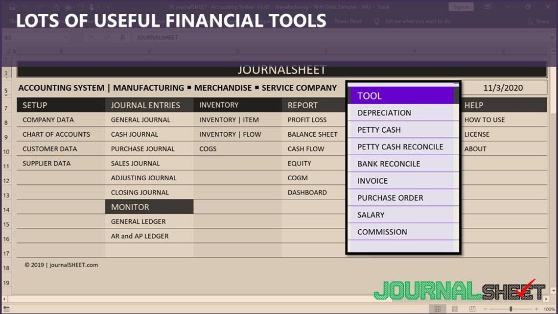 Excel Accounting Template for Manufacturing Business Accounting Ledger ...