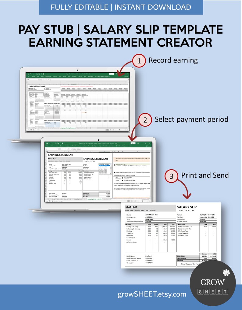 Salary Slip Generator | Pay Slip Creator for Hourly Employee | Biweekly ...