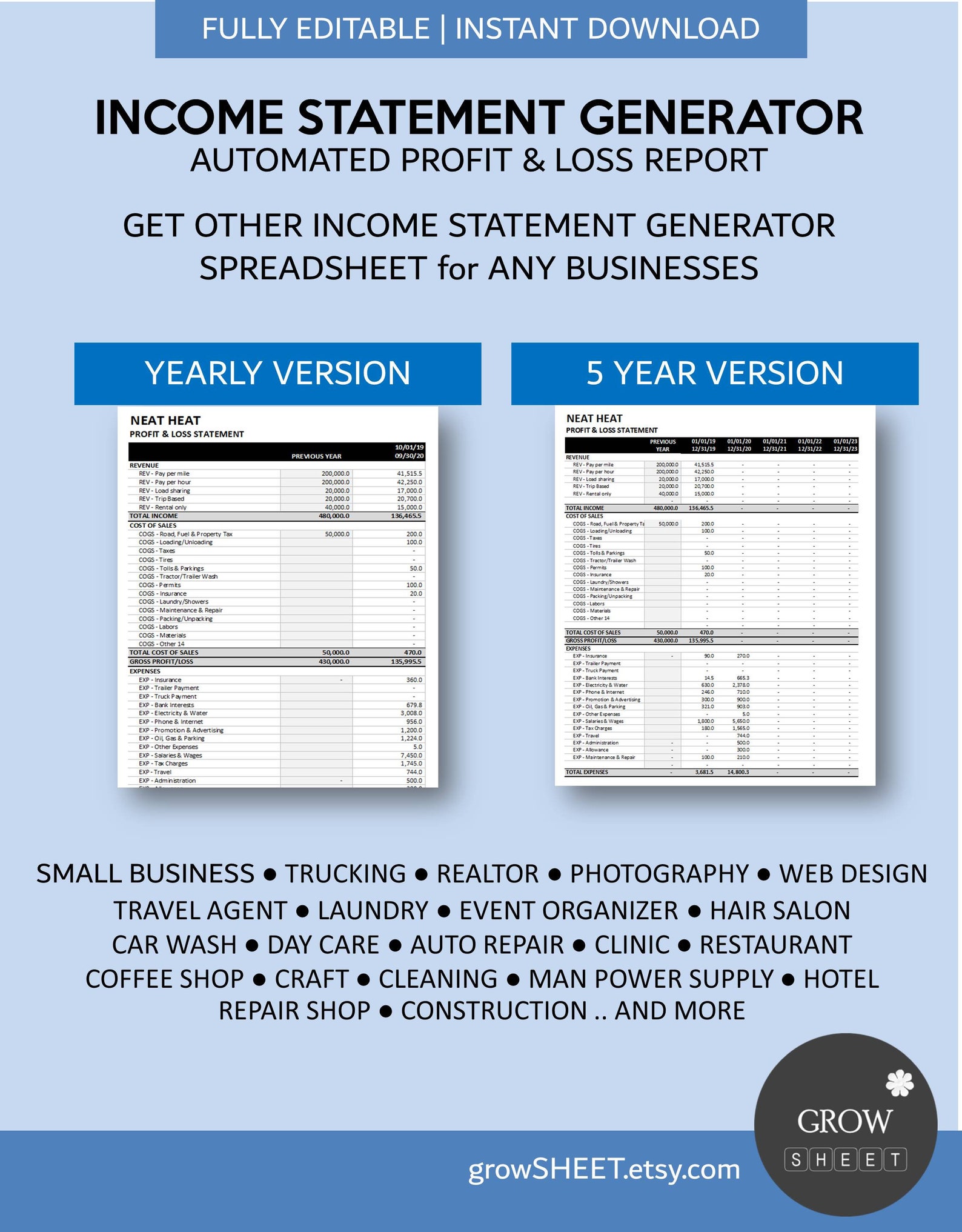 Merchandising Business Income Statement Generator Store - Etsy