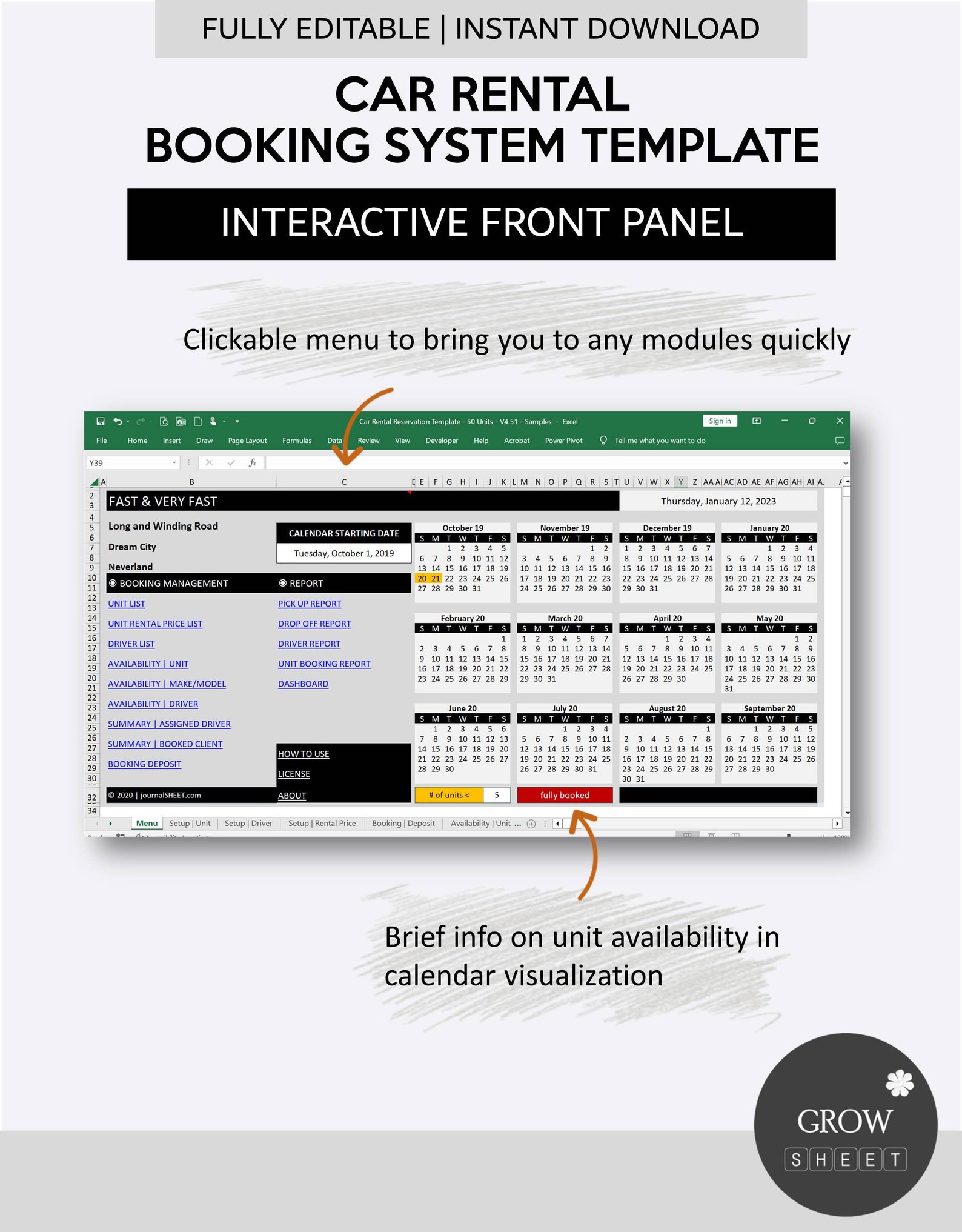 Car Rental Booking System Template Vehicle Reservation Spreadsheet for ...