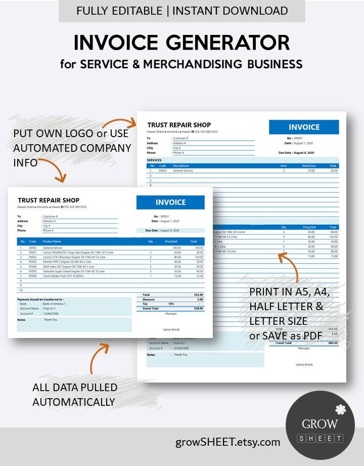 Invoice Generator for Service and Merchandising Companies | Invoice ...