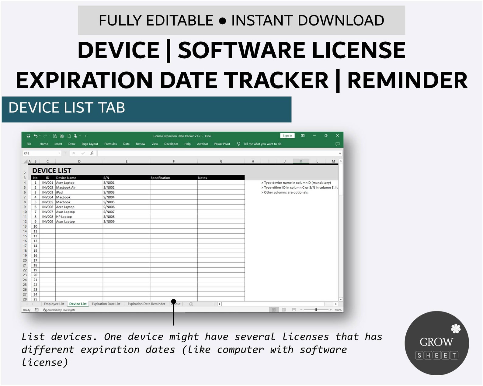 Employee Software License Expiry Date Tracker | Simple Inventory ...