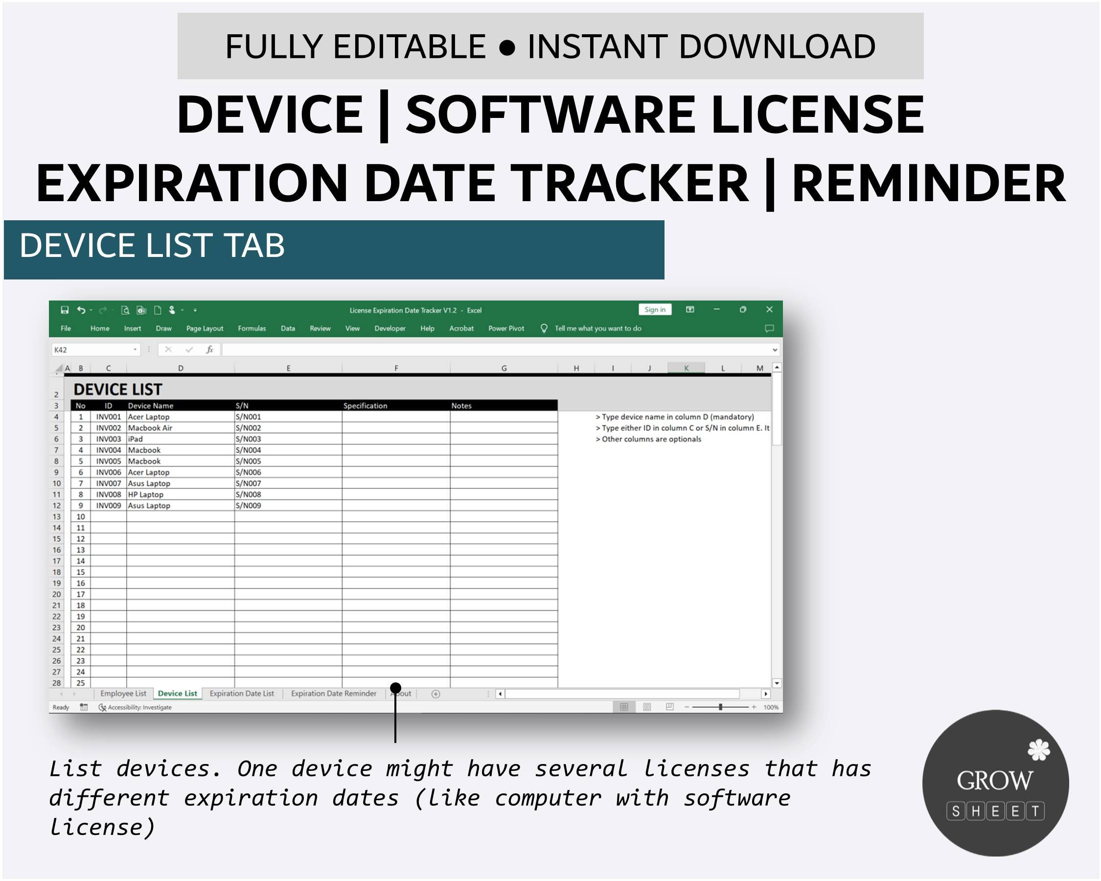 Employee Software License Expiry Date Tracker | Simple Inventory ...