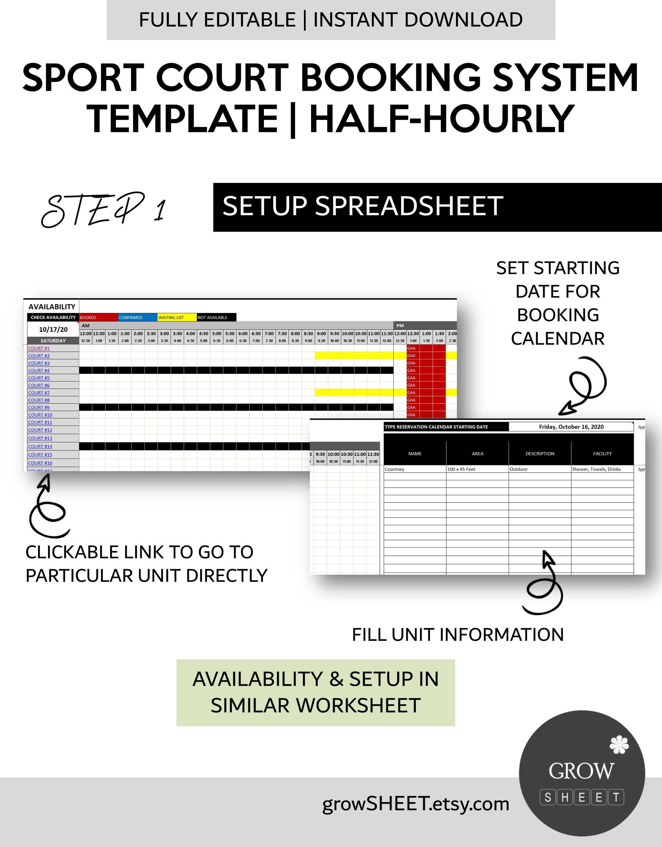 Sport Court Booking System Template Half-hourly Court Rental ...