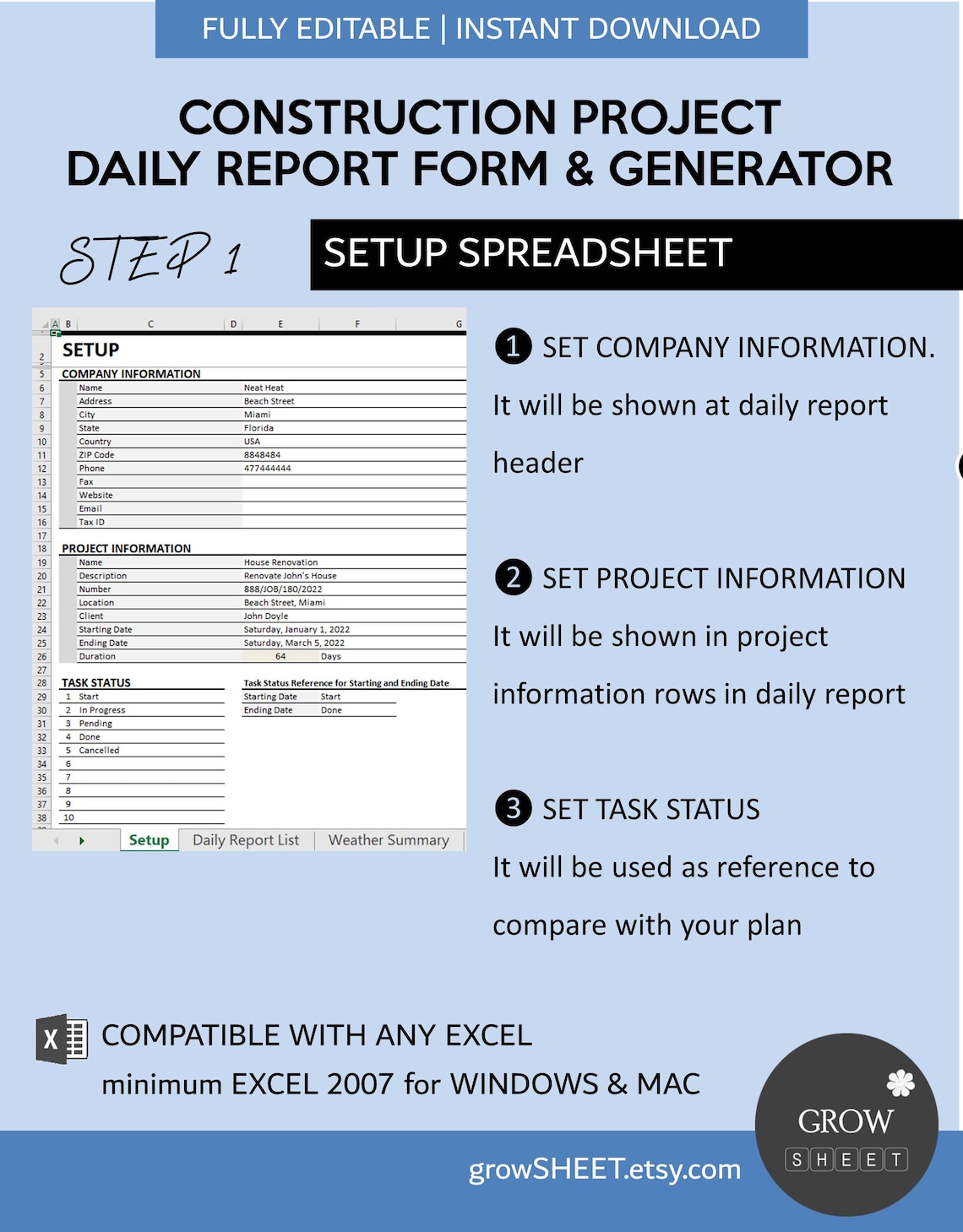 Construction Project Daily Report Generator With Database | Home ...