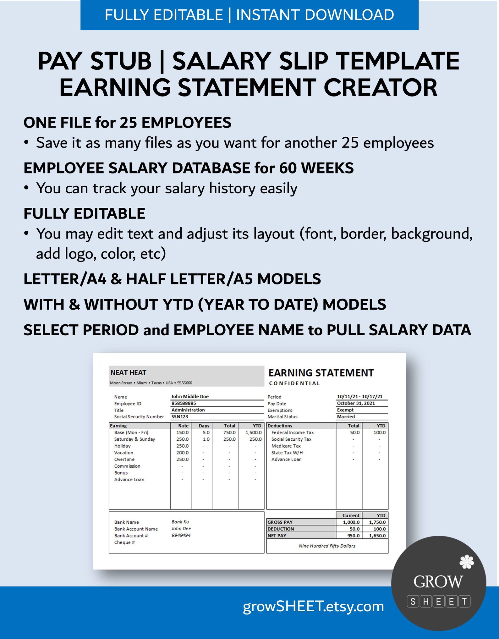 Salary Slip Generator | Pay Slip Creator With Daily Employee Database ...