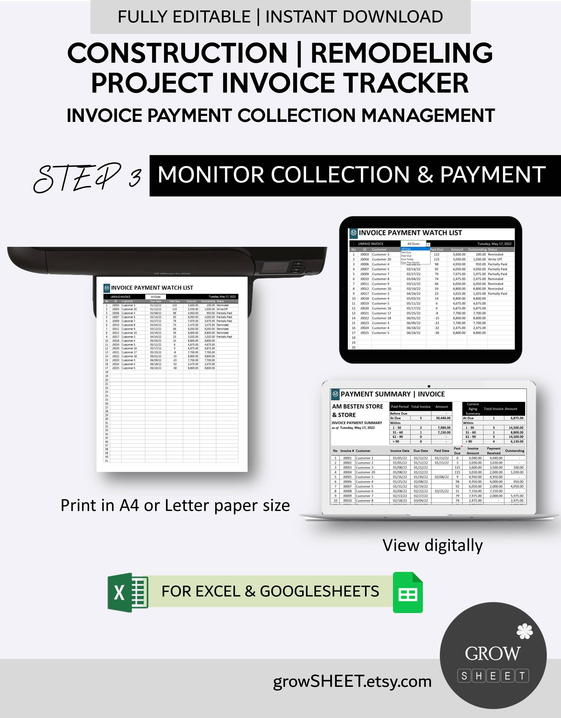 Construction Project Invoice Payment Tracker and Collection Management ...