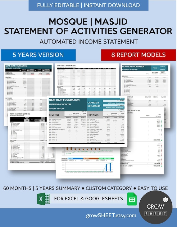 Mosque Income Statement Generator Masjid Statement of - Etsy