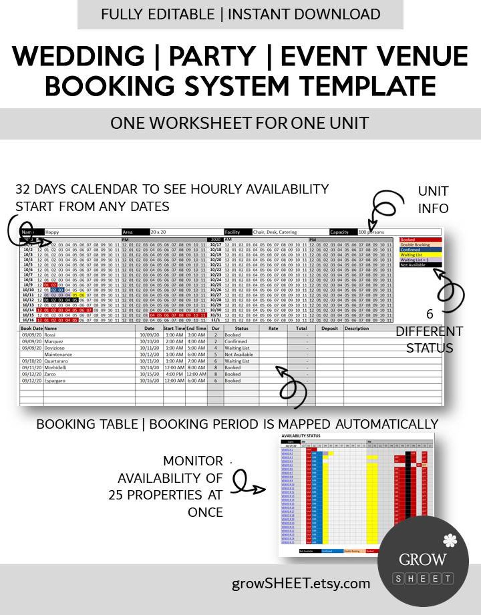Wedding Venue Booking Template | Event Venue Reservation Manager for ...