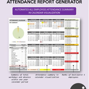 Employee Attendance Tracker and Report Generator | Monthly Leave Planner & Tracker | XL | Google ...