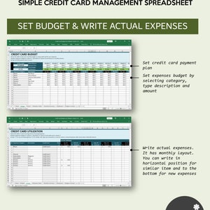 Credit Card Budget Planner and Utilization Tracker Spreadsheet | Credit ...