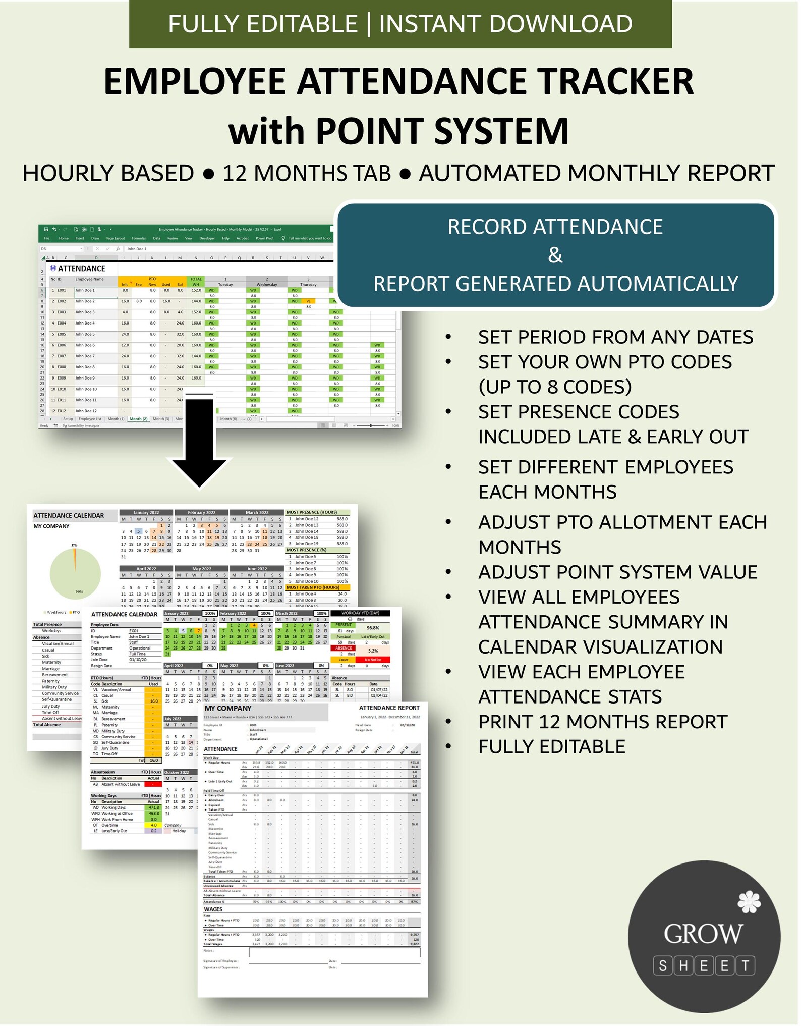 Employee Attendance Tracker With Disciplinary Point System | Automated ...