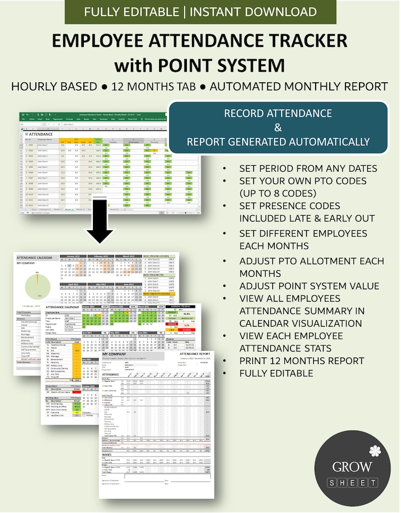 Employee Attendance Tracker With Disciplinary Point System | Automated ...