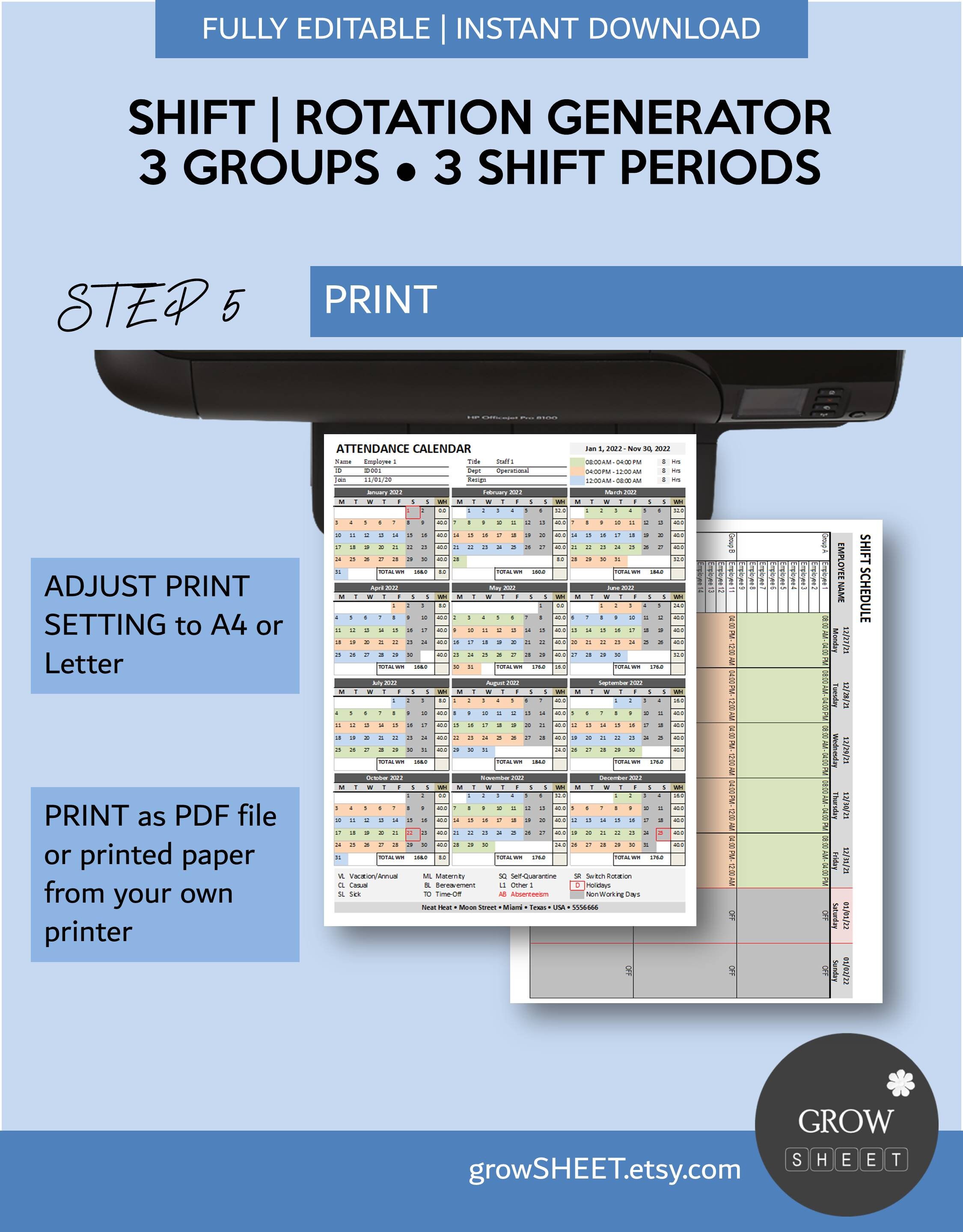 Shift Schedule Generator | Hourly Employee Work Rotation Schedule ...