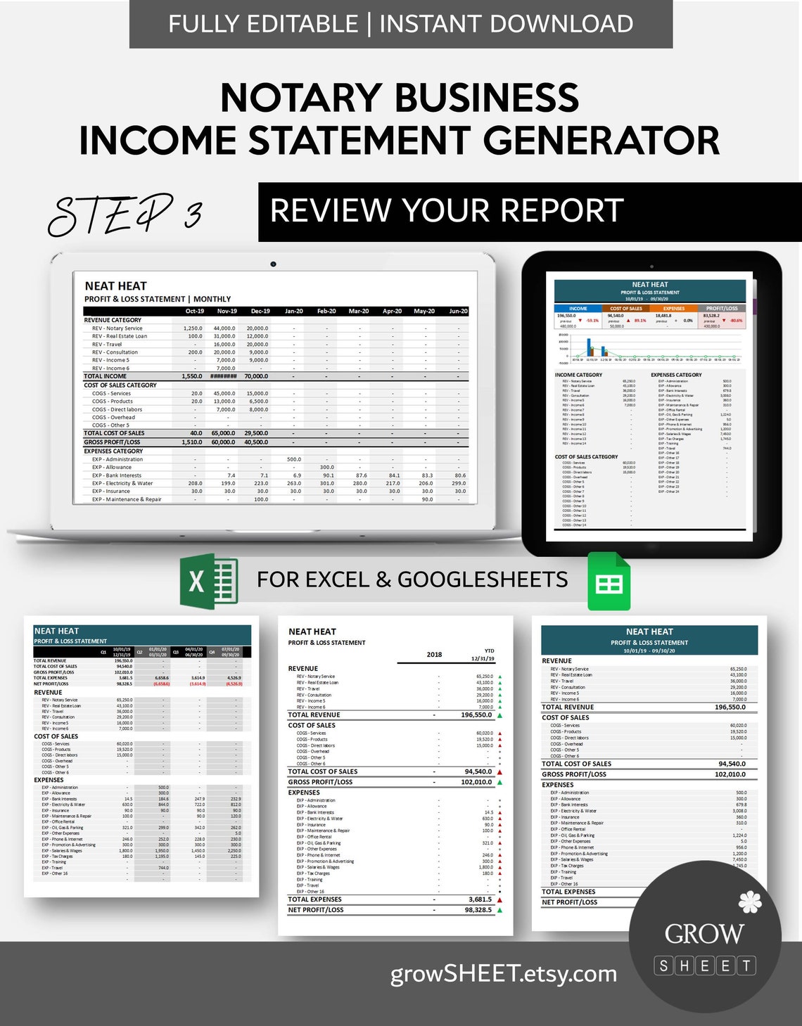 Notary Business Income Statement Generator Law Firm Profit & Loss ...