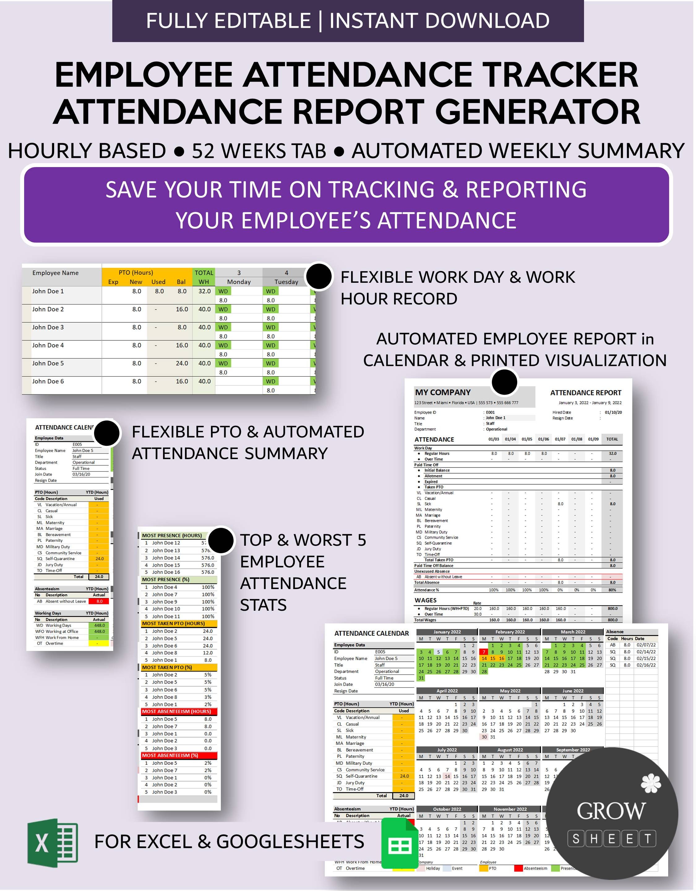 Employee Attendance Tracker and Automated Report Generator | Weekly Leave Planner and Tracker ...