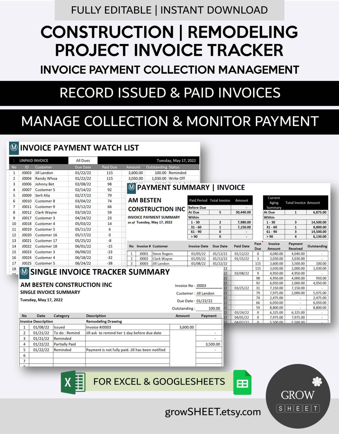 Construction Project Invoice Payment Tracker and Collection Management ...