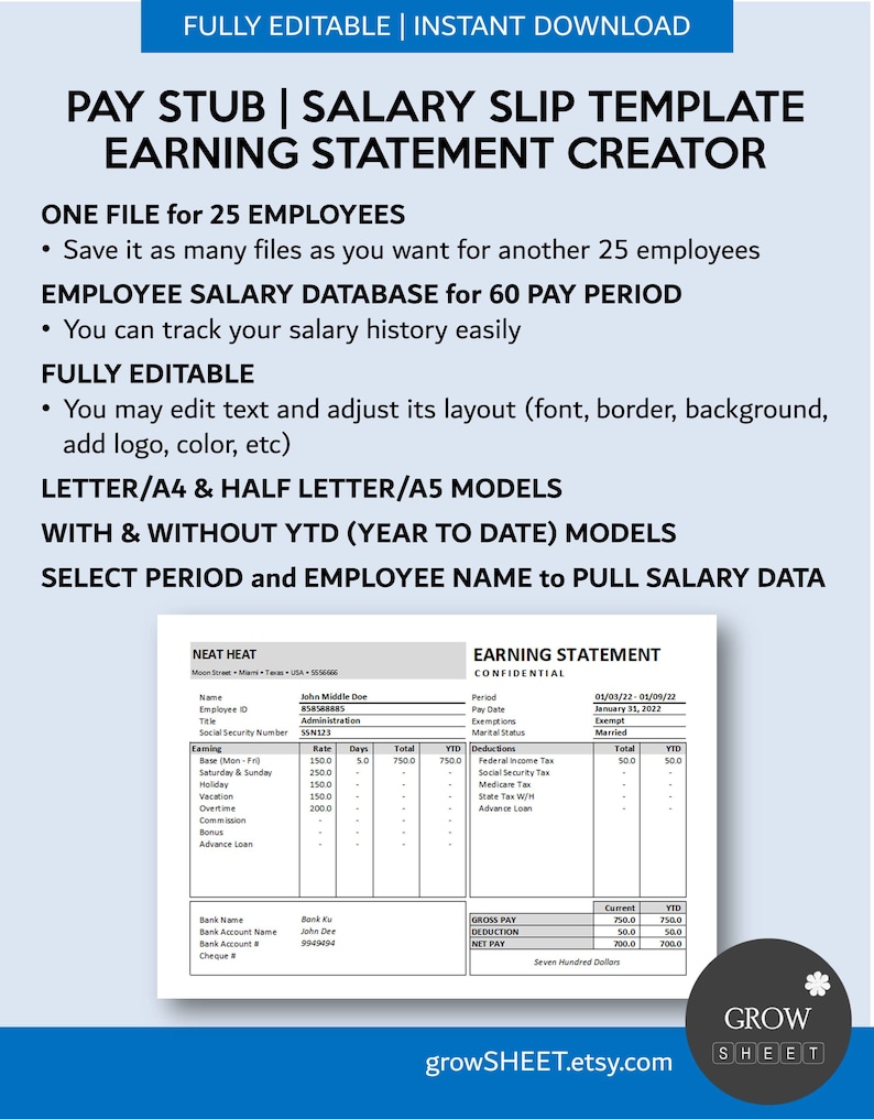 Salary Slip Generator | Pay Slip Creator With Daily Employee Database ...