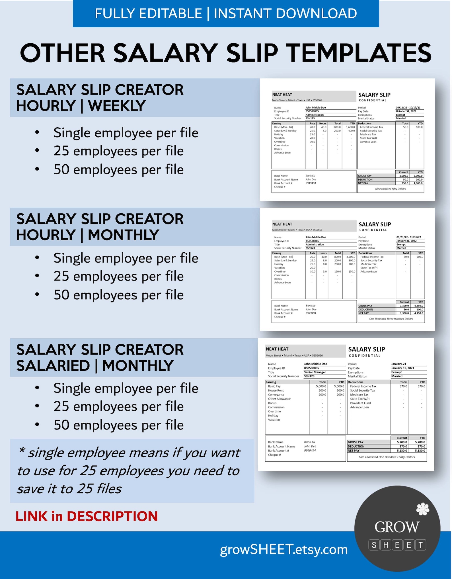 Salary Slip Generator | Pay Slip Creator With Hourly Employee Database ...