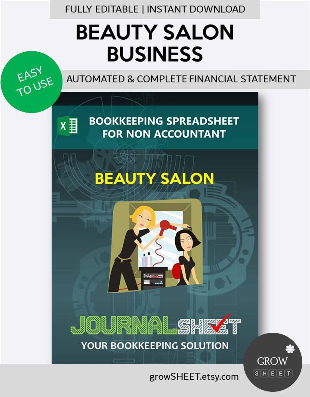 Beauty Salon Business Bookkeeping Spreadsheet for Non - Etsy New Zealand