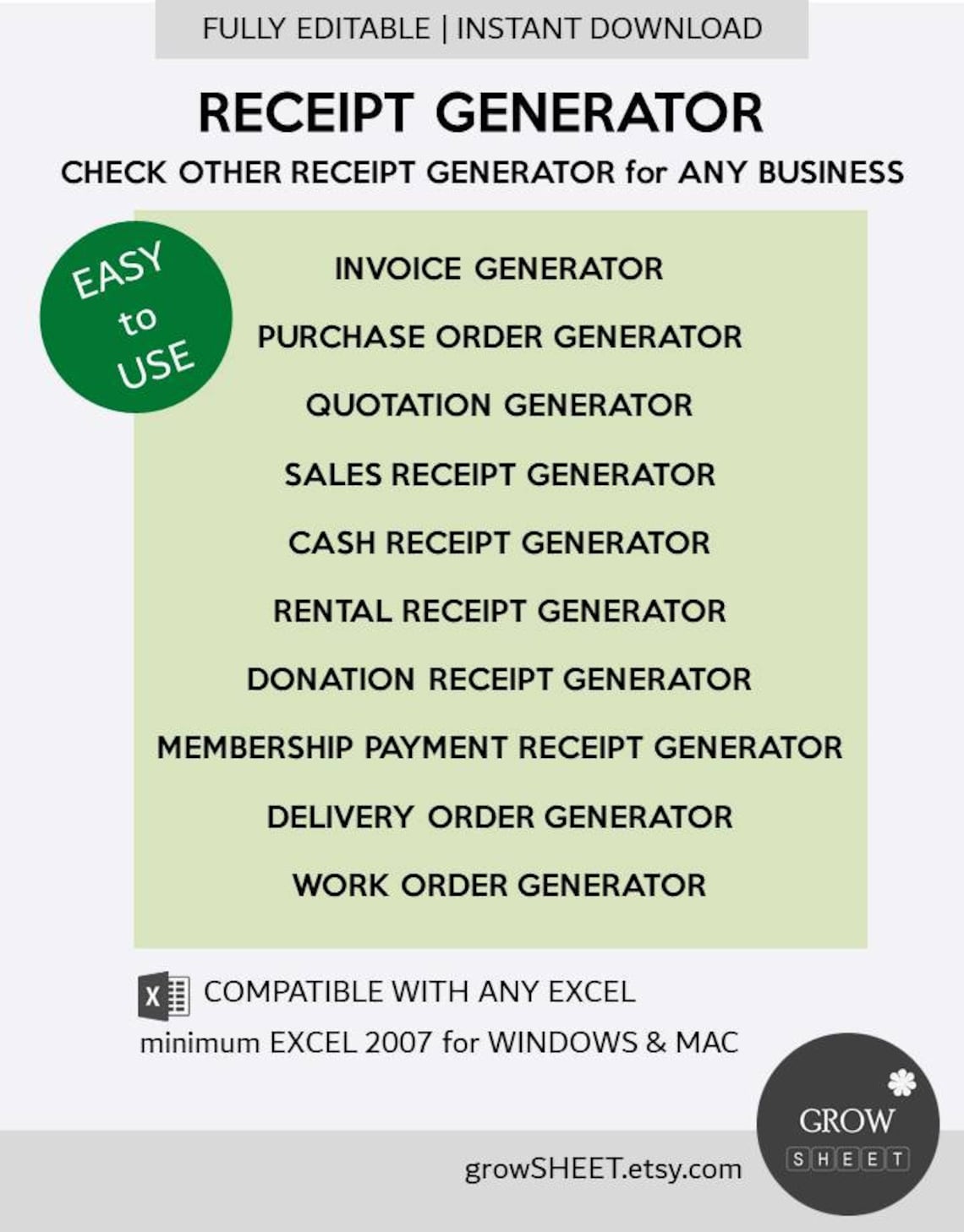 Invoice Generator for Spare Parts Business | Excel Invoice Template for ...