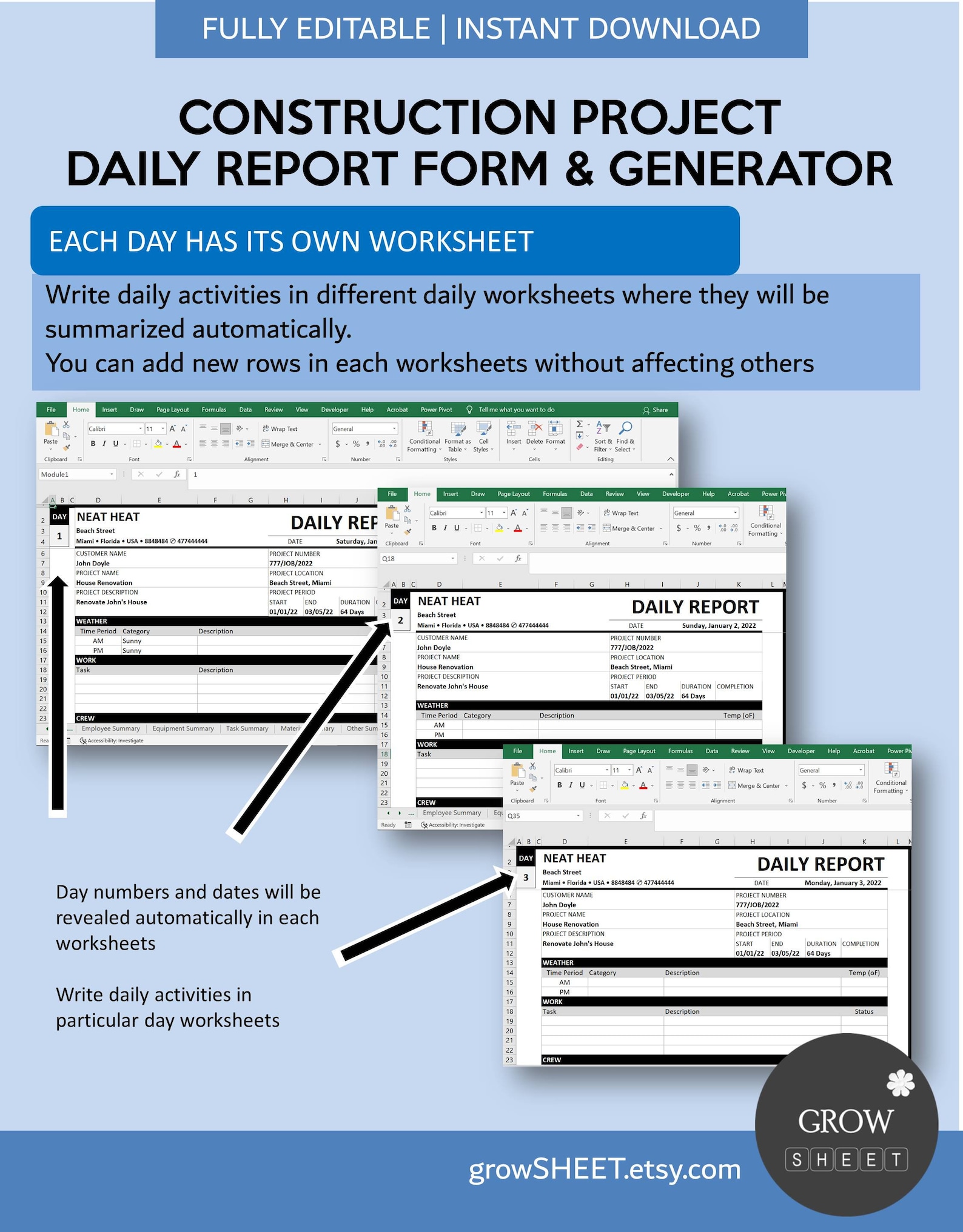 Construction Project Daily Report Generator With Database | Home ...