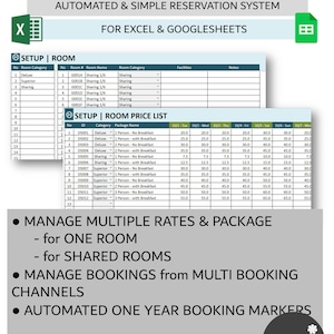 Hotel Booking System Template | Hotel Reservation Spreadsheet for Excel and Google Sheets ...