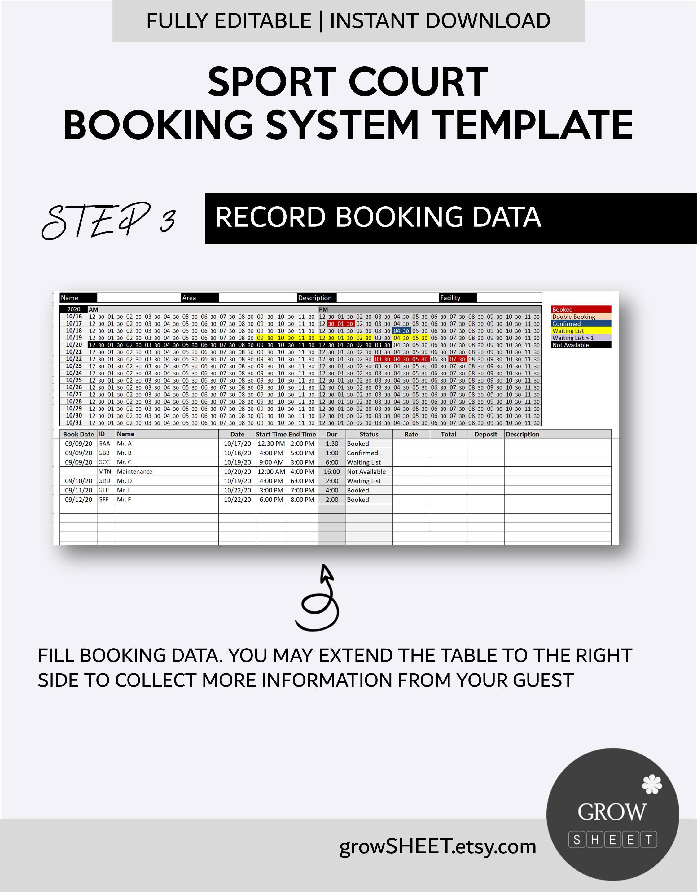 Sport Court Booking System Template | Court Half-hourly Rental ...