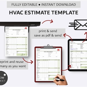 Printable HVAC Estimate Template | Job Estimate Template | Work ...