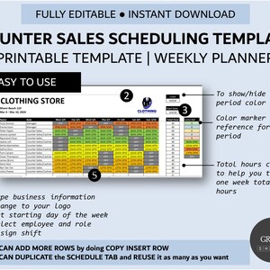 Sales Scheduling Template for Excel and Google Sheets | Multi Roles ...