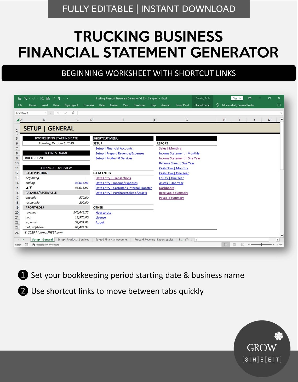 Trucking Business Financial Statement Generator | Automated Profit ...