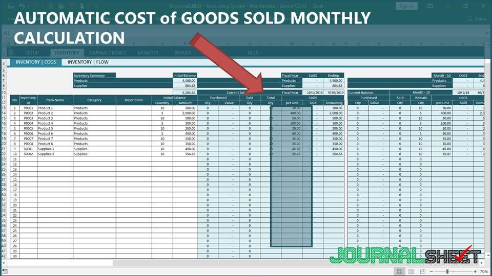Excel Accounting Template for Merchandise Business | Accounting Ledger ...