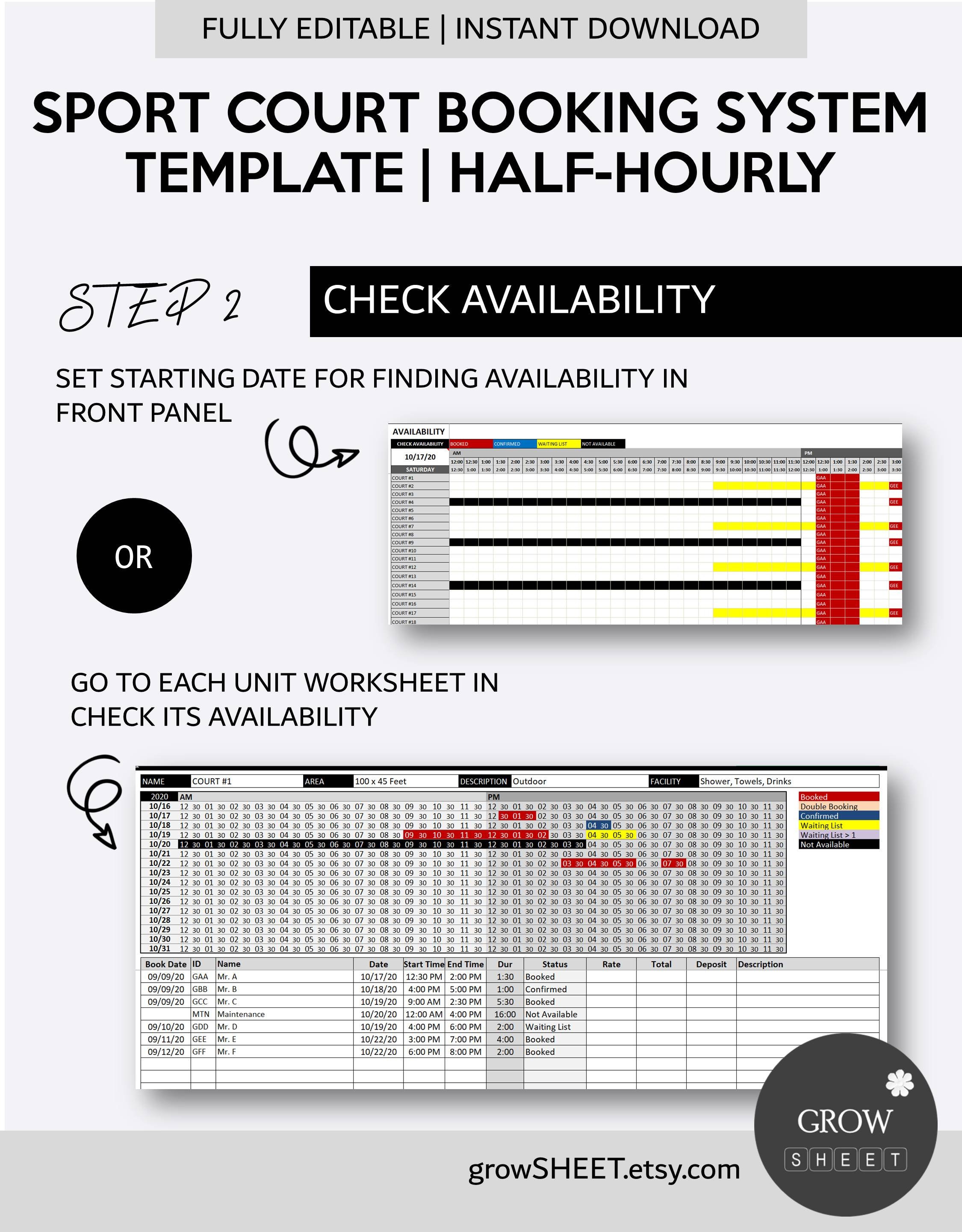 Sport Court Booking System Template Half-hourly Court Rental ...