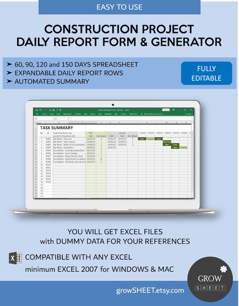 Construction Project Daily Report Generator With Database | Home ...