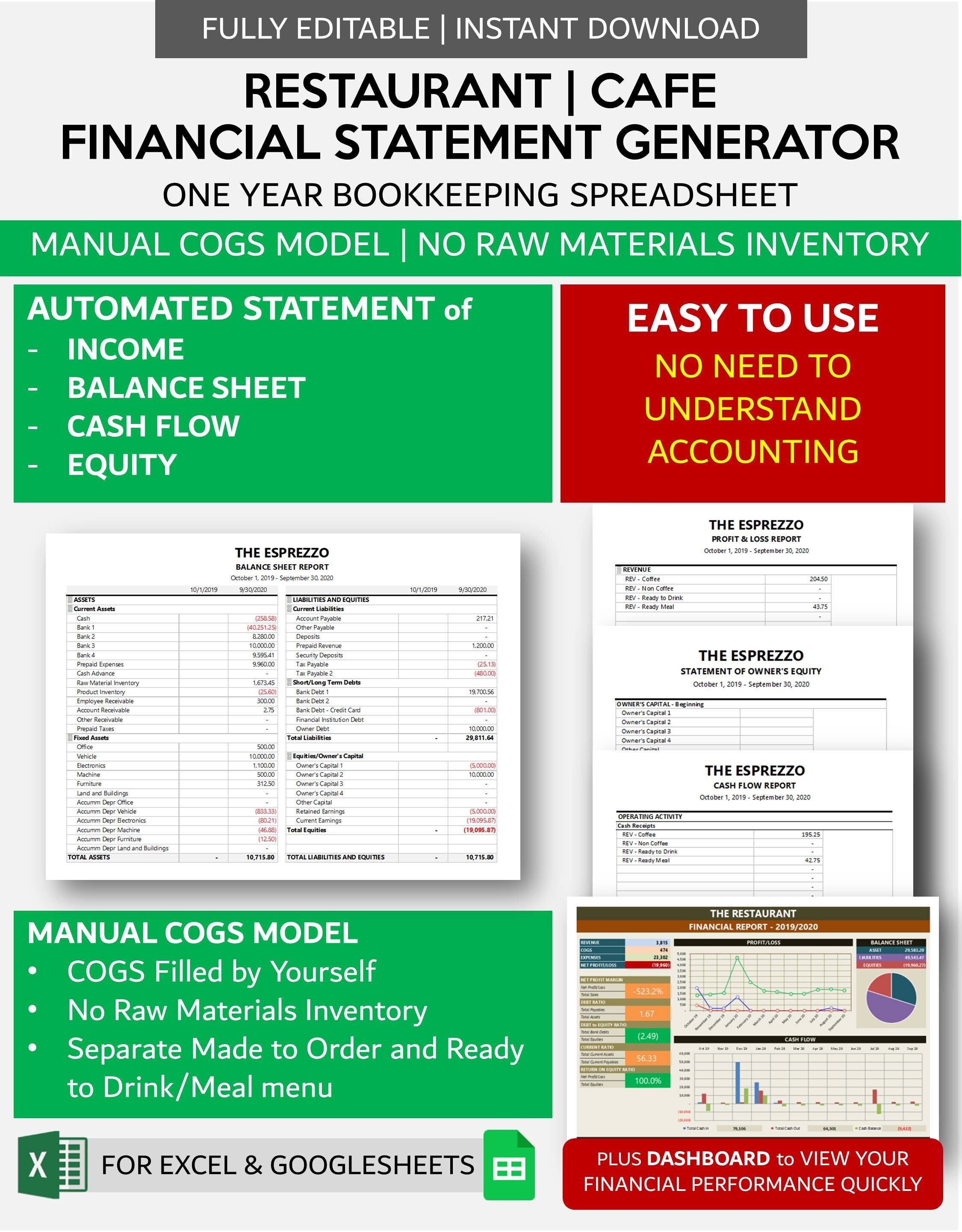 Restaurant Business Financial Statement Generator Automated Income ...