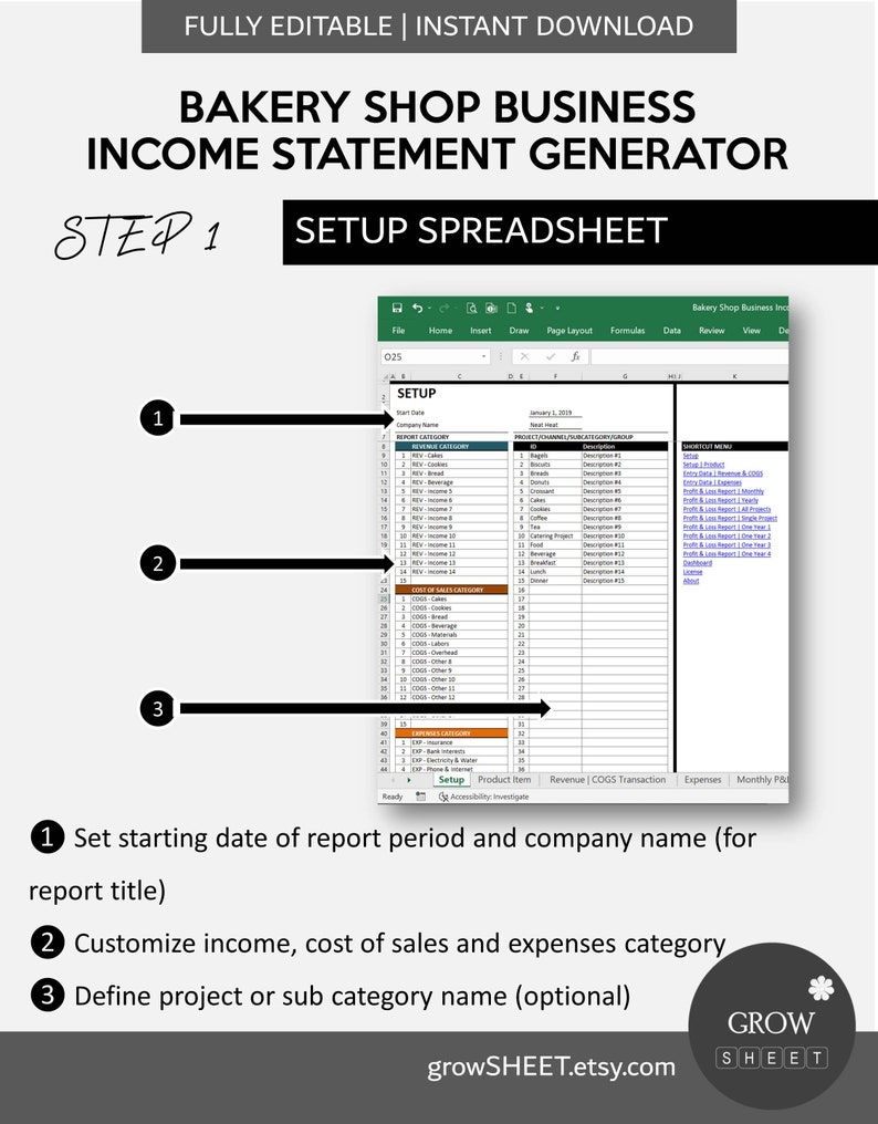 Bakery Shop Business Income Statement Generator | Automated Profit ...