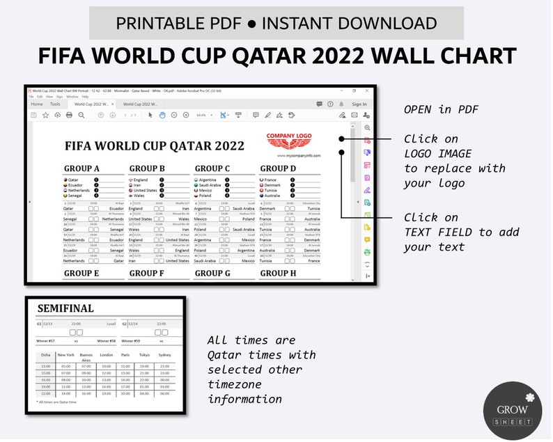 Printable World Cup Qatar 2022 Wall Chart Minimalist Model Etsy