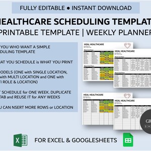 Healthcare Scheduling Template for Excel and Google Sheets | Multi ...