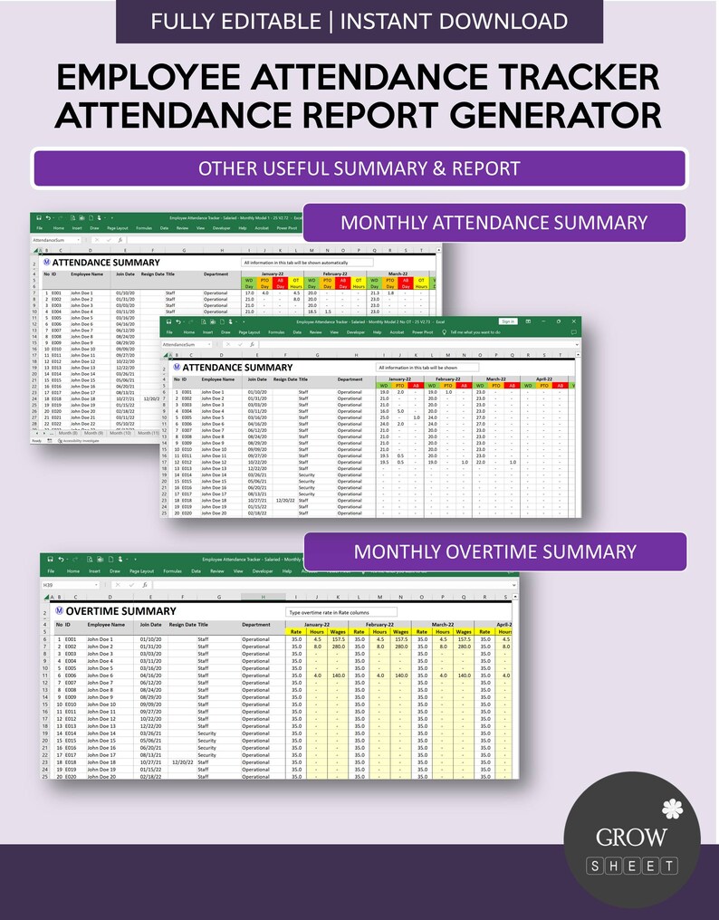 Employee Attendance Tracker and Report Generator | Monthly Leave ...