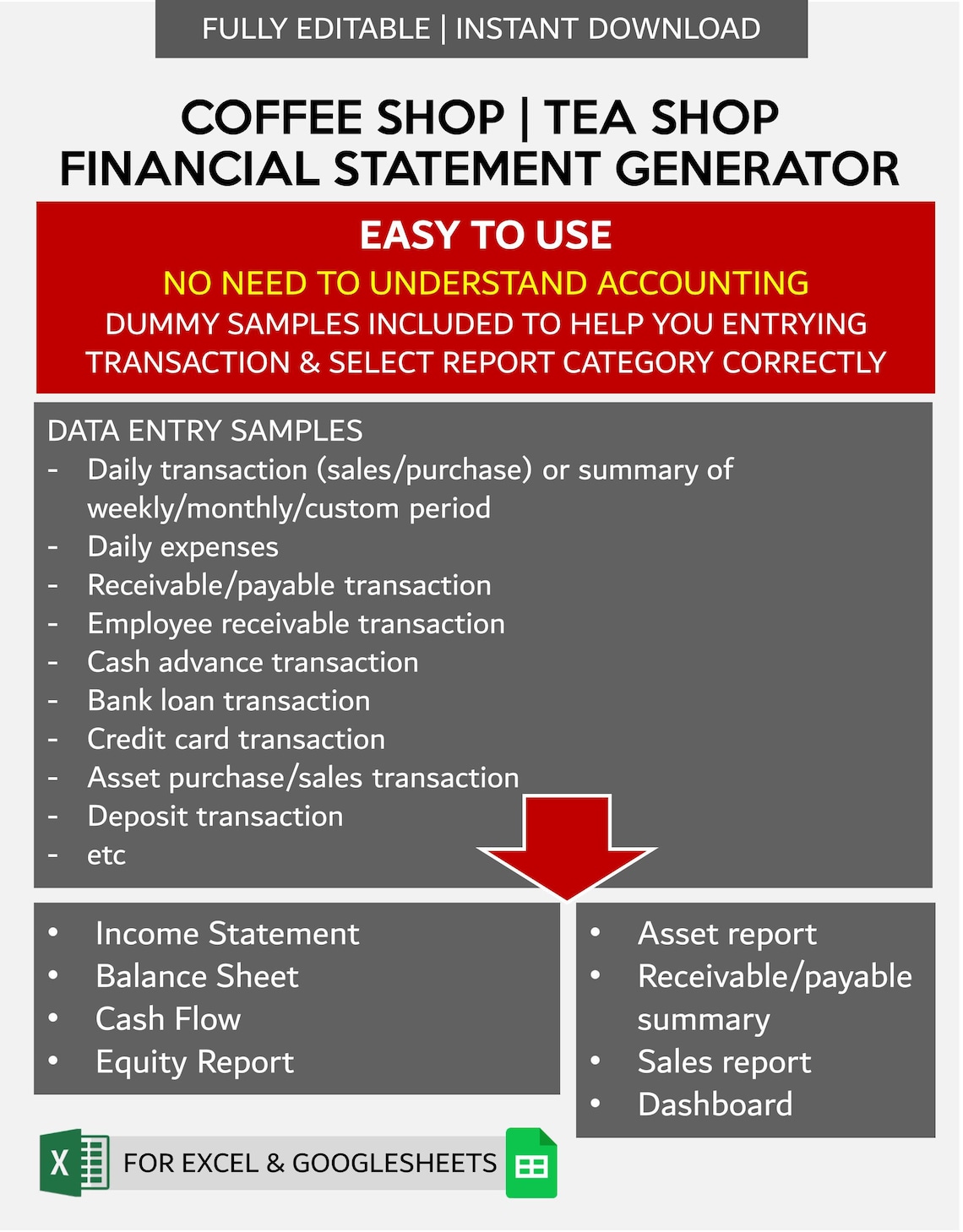 Coffee Shop Business Financial Statement Generator Automated Income ...