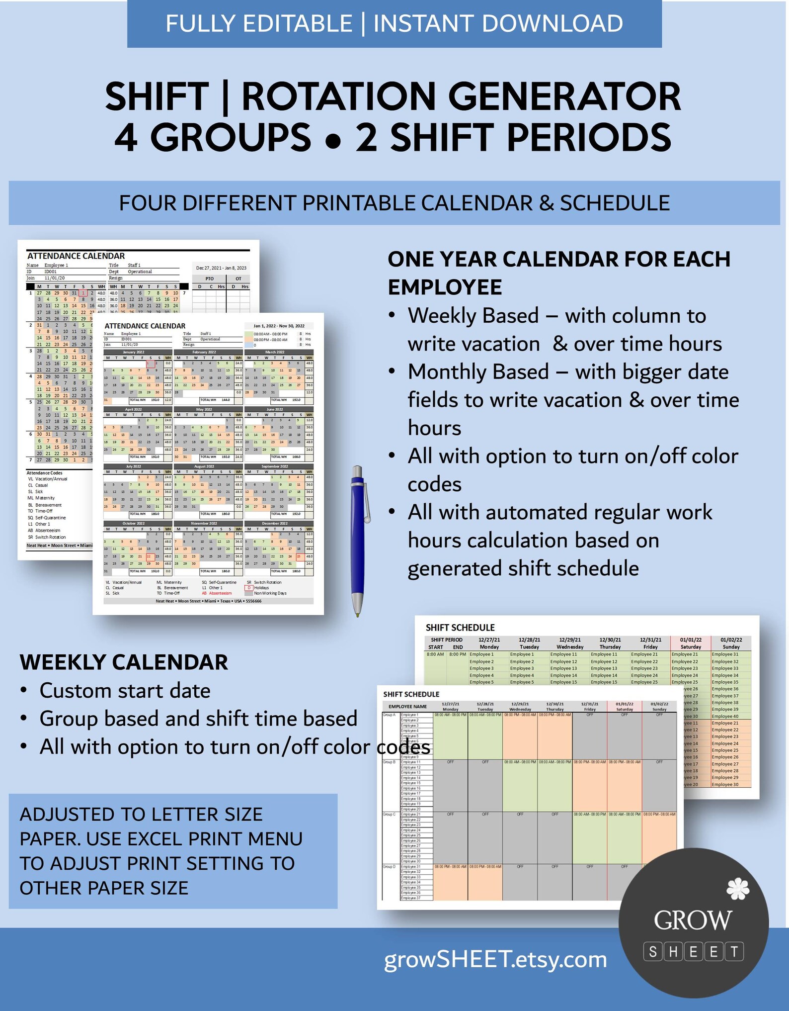 Shift Schedule Generator | Hourly Employee Work Rotation Scheduler ...