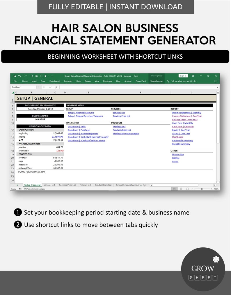 Hair Salon Business Financial Statement Generator | Automated Income ...