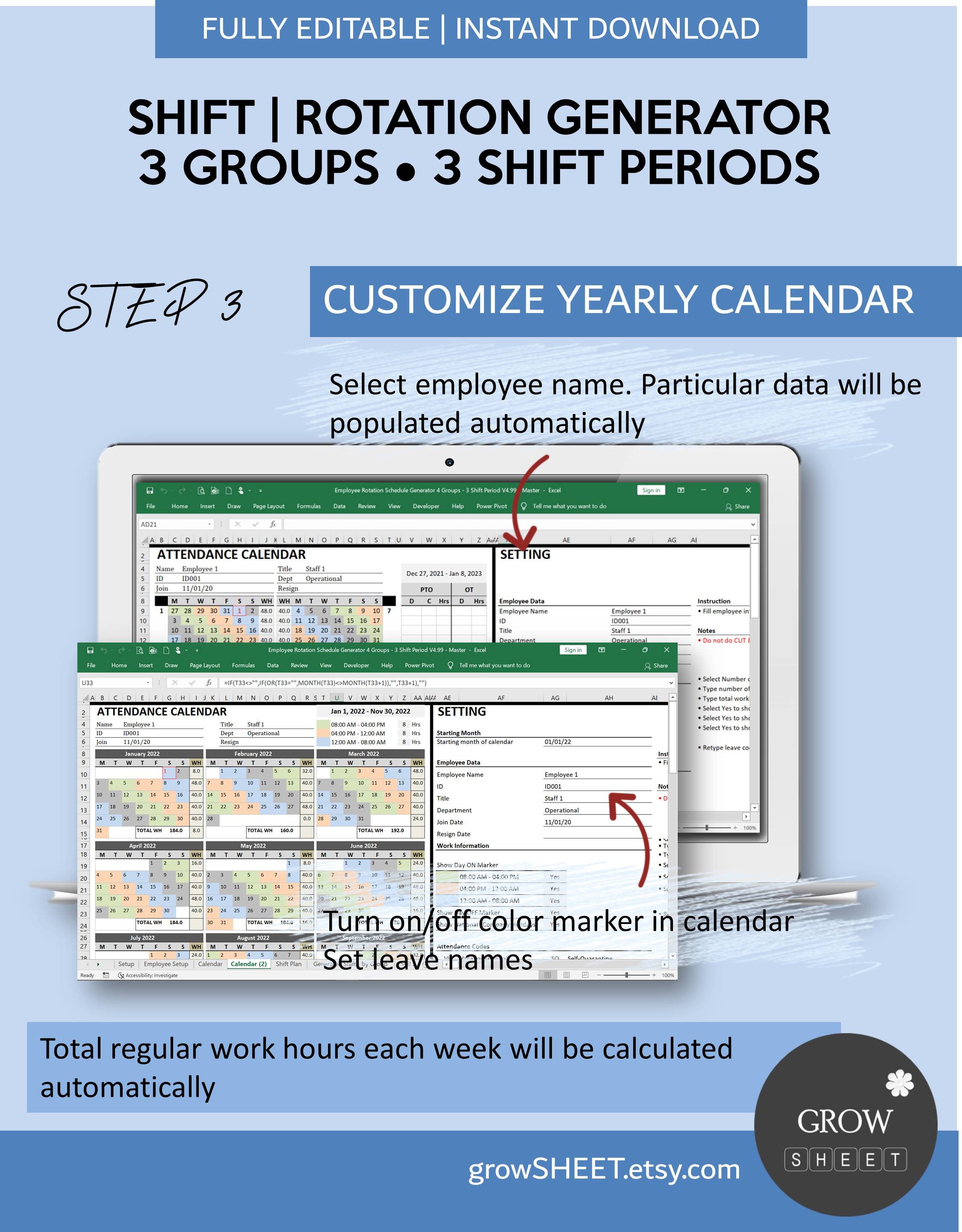 Shift Schedule Generator | Hourly Employee Work Rotation Schedule ...