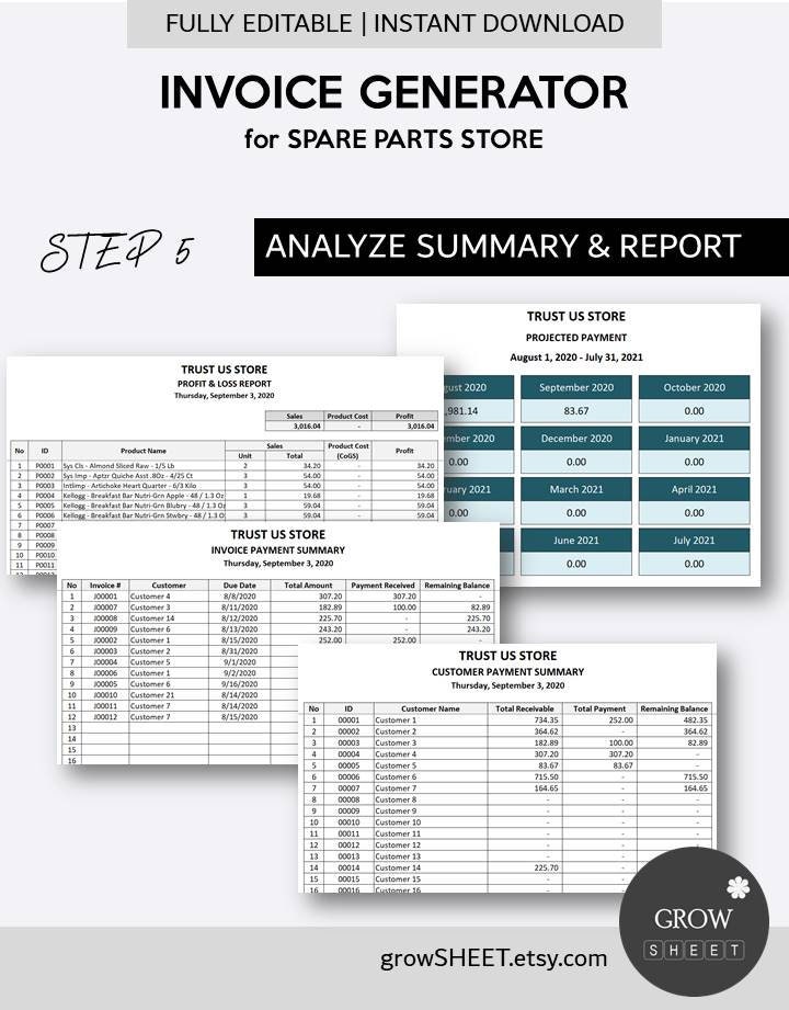 Invoice Generator for Spare Parts Business | Excel Invoice Template for ...
