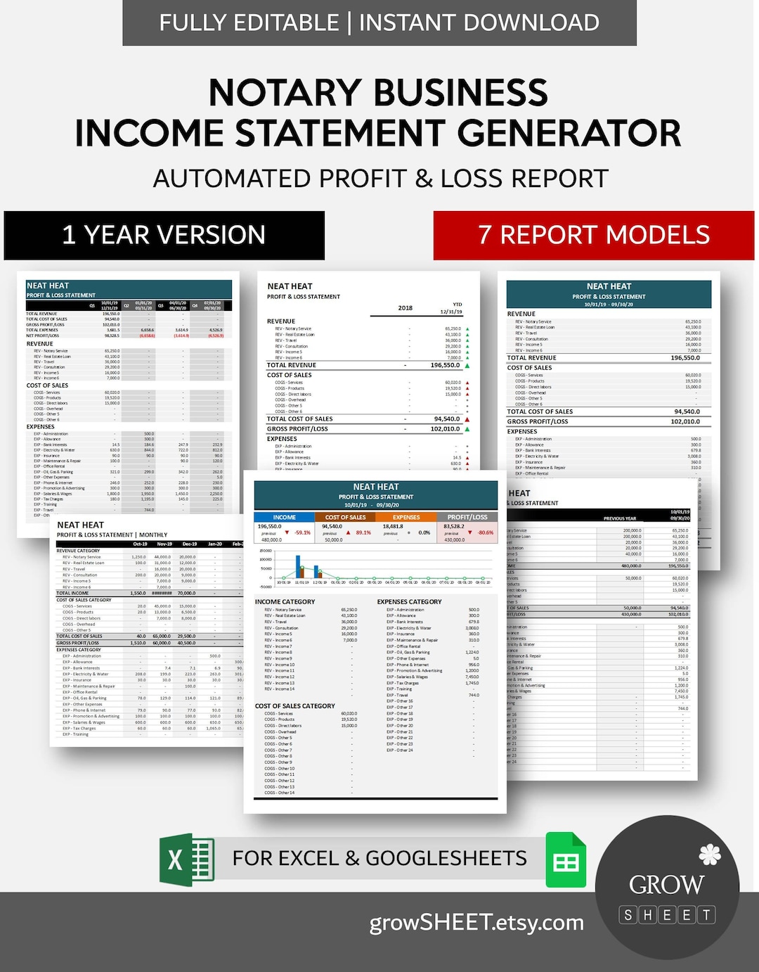 Notary Business Income Statement Generator | Law Firm Profit & Loss ...