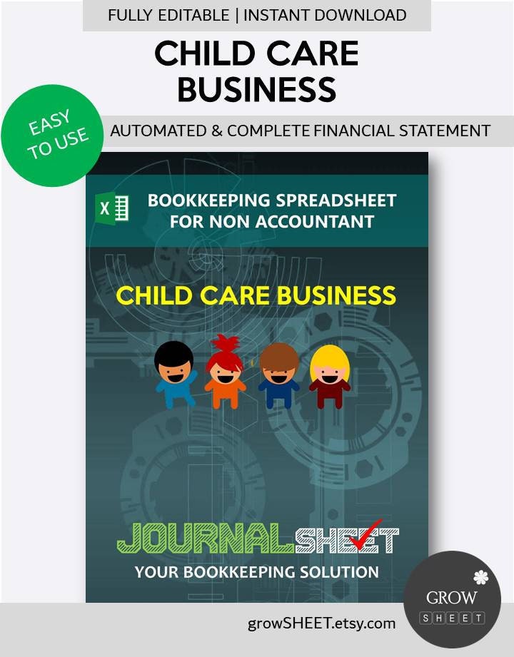 Child Care Business Bookkeeping Spreadsheet for Non Accountant | Infant ...